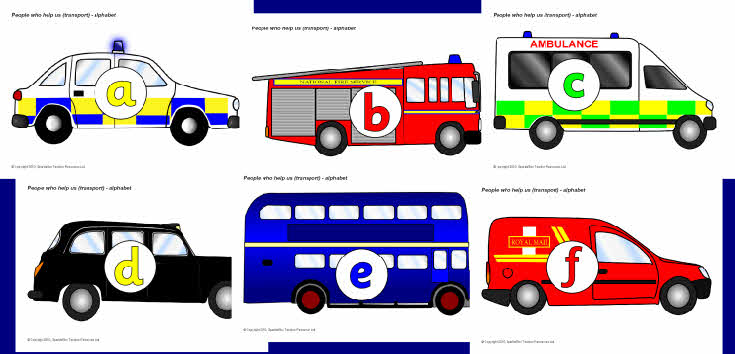 Alphabet on people who help us vehicles (SB3015) - SparkleBox