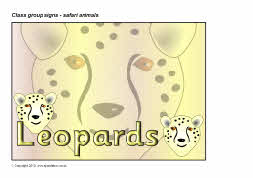 Safari animal-themed group signs - A4 (SB3062) - SparkleBox