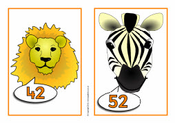 Counting in 10s from 2 safari animal flash cards (SB3087) - SparkleBox