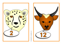 Counting in 10s from 2 safari animal flash cards (SB3087) - SparkleBox