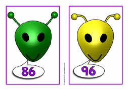 Counting in 10s from 6 alien flash cards (SB3103) - SparkleBox