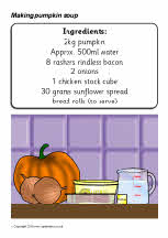 Pumpkin soup recipe sheets (SB3206) - SparkleBox