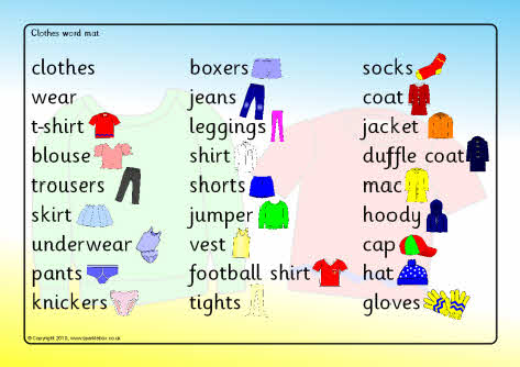 Clothes word mat (SB3321) - SparkleBox