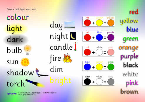 Colour and light word mat (SB3336) - SparkleBox