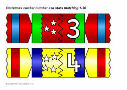 Christmas cracker stars and numbers matching 1-20 (SB3363) - SparkleBox