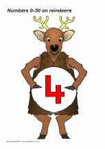 Numbers 0-50 on reindeers (SB3370) - SparkleBox