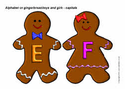 Alphabet on gingerbread boys and girls - capitals (SB3508) - SparkleBox