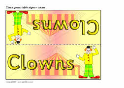 Circus-themed group table signs (SB3669) - SparkleBox