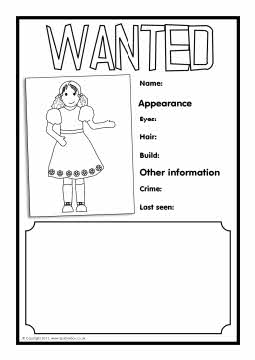 Goldilocks wanted poster writing frames (SB3720) - SparkleBox