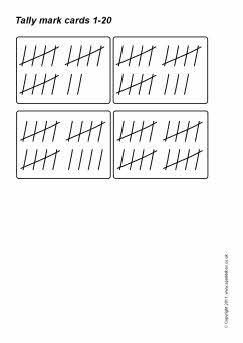 Tally mark flash cards 1-20 - small (SB3784) - SparkleBox