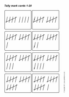 Tally mark flash cards 1-20 - small (SB3784) - SparkleBox