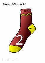 Numbers 0-50 on socks (SB3876) - SparkleBox