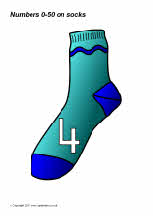 Numbers 0-50 on socks (SB3876) - SparkleBox