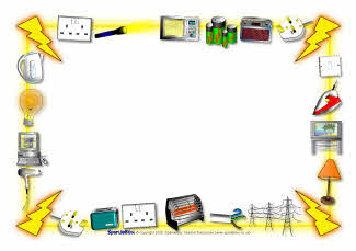 Electricity-themed A4 page borders (SB3892) - SparkleBox