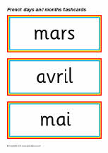 French days and months flash cards (SB3925) - SparkleBox