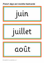 French days and months flash cards (SB3925) - SparkleBox