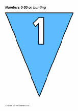 Numbers 0-50 on coloured bunting (SB4105) - SparkleBox