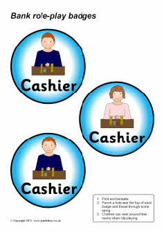 Bank role-play badges (SB4168) - SparkleBox