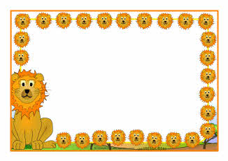 Lion-themed A4 page border (SB4190) - SparkleBox