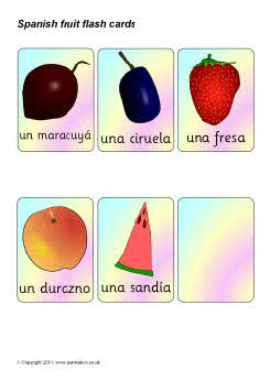 Spanish fruit flash cards (SB4286) - SparkleBox