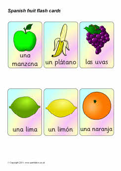 Spanish fruit flash cards (SB4286) - SparkleBox