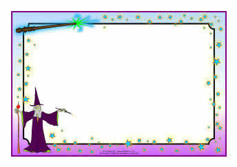 Witch and wizard-themed A4 page borders (SB4325) - SparkleBox