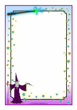 Witch and wizard-themed A4 page borders (SB4325) - SparkleBox