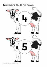 Numbers 0-50 on cows (SB4397) - SparkleBox