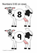 Numbers 0-50 on cows (SB4397) - SparkleBox