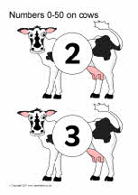 Numbers 0-50 on cows (SB4397) - SparkleBox
