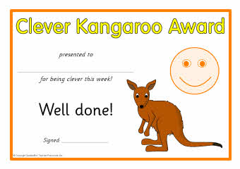 Kangaroo award certificates (SB4401) - SparkleBox
