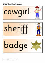 Wild West topic word cards (SB4411) - SparkleBox
