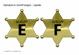 Alphabet on sheriff badges - capitals (SB4433) - SparkleBox