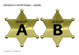 Alphabet on sheriff badges - capitals (SB4433) - SparkleBox