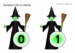 Numbers 0-50 on witches (SB4448) - SparkleBox