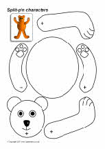 Split-pin animal characters - black and white (SB4444) - SparkleBox