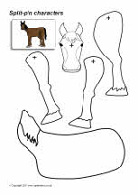 Split-pin animal characters - black and white (SB4444) - SparkleBox