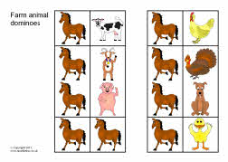 Farm animal picture dominoes (SB4463) - SparkleBox