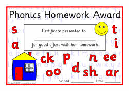 Phonics homework award certificates (SB4476) - SparkleBox