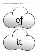 100 high-frequency words on clouds (SB4522) - SparkleBox