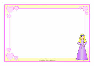 Princess-themed A4 page borders (SB4550) - SparkleBox
