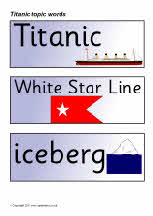 Titanic topic word cards (SB4593) - SparkleBox