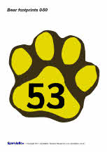 Numbers 51-100 on bear paw prints (SB4717) - SparkleBox