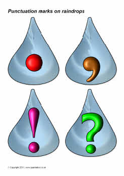 Punctuation marks on raindrops (SB4749) - SparkleBox