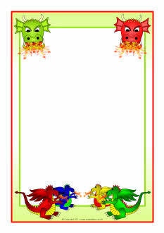 Dragons A4 page borders (SB4886) - SparkleBox