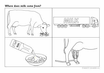 SparkleBox | Where does milk come from? sequencing sheets (SB4915)