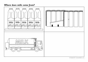 SparkleBox | Where does milk come from? sequencing sheets (SB4915)