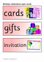 Birthdays topic word cards (SB4937) - SparkleBox