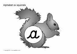 Alphabet on squirrels - cursive (SB4949) - SparkleBox