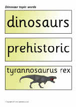 Dinosaur topic word cards (SB5003) - SparkleBox